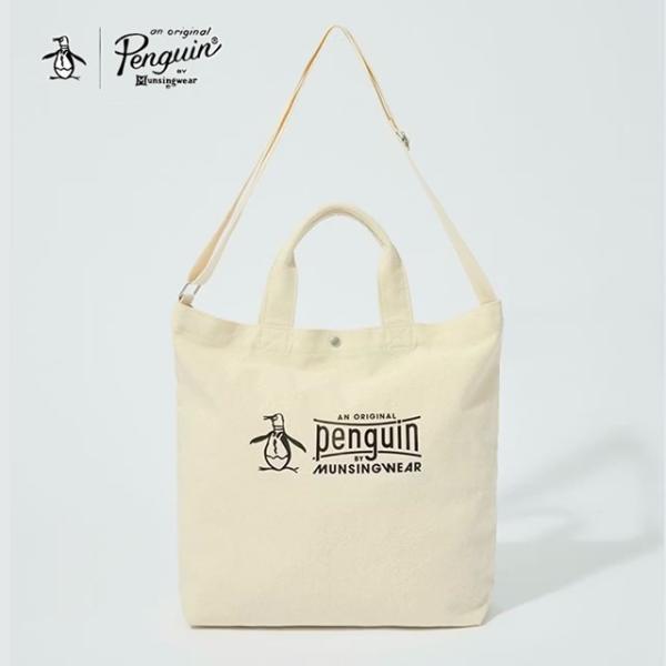 即納 Penguin by Munsingwear ペンギン バイ マンシングウェア 2WAY Tote Bag ツーウェイ トートバッグ WHITE ホワイト キャンバス  ゴルフ 正規取扱店