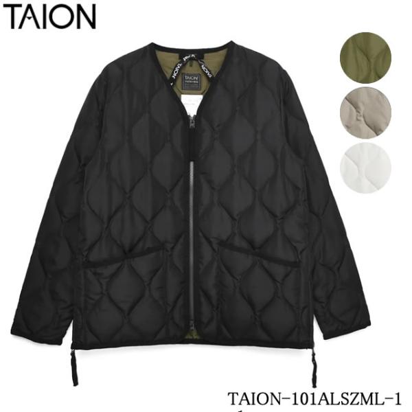 即納 TAION タイオン MILITARY V NECK ZIP DOWN JACKET ミリタリー Vネック ジップ ダウン ジャケット ユニセックス メンズ レディース インナーダウン アウター