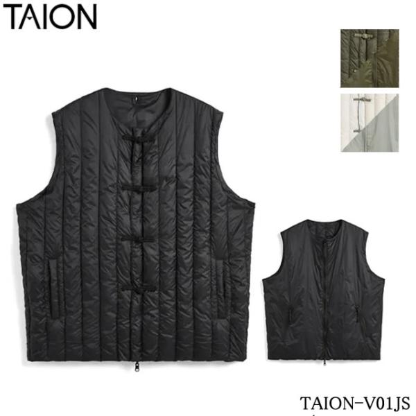 即納 TAION タイオン REVERSIBLE CHINA BUTTON INNER DOWN VEST  ジャパンスペシャル リバーシブル チャイナボタン インナー ダウンベスト インナー中綿 防寒
