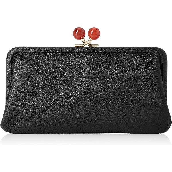 長財布 財布 レディース がま口長財布 黒 Perche ペルケ アクリル玉 BK ブラック 本革 おしゃれ さいふ お財布 小銭入れ ウォレット がま口 08-06-03161