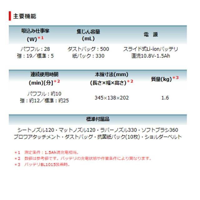 マキタ CL121DSH 充電式クリーナ(車内清掃に最適) スライド式10.8V(1.5Ah)セット品 コードレス