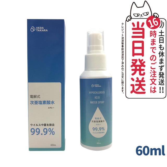 電解式 次亜塩素酸水（じあえんそさんすい） スプレー ウイルスや菌を除去99.9％ 60ml（1本入り） 在庫処分の通販はau PAY マーケット - アリアナショップ | au PAY ...