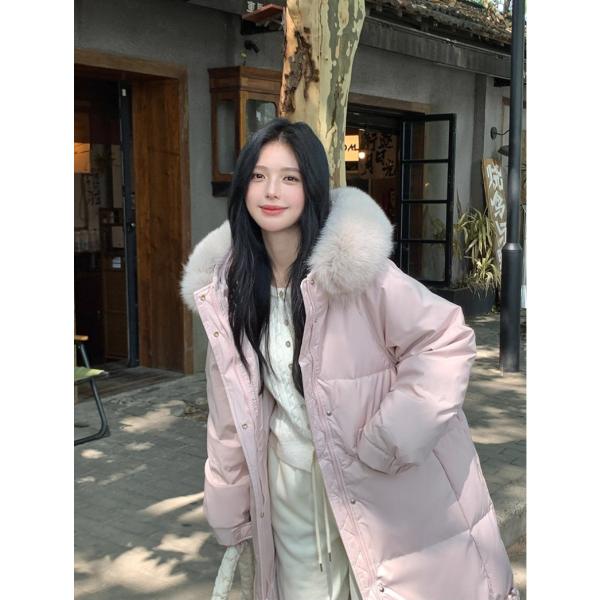 ダウンコート レディース ダウンジャケット ロング丈 ファー付き フード付き ホワイトダックダウン 女性 高品質 フォックスファー 暖かい 保温性 秋冬