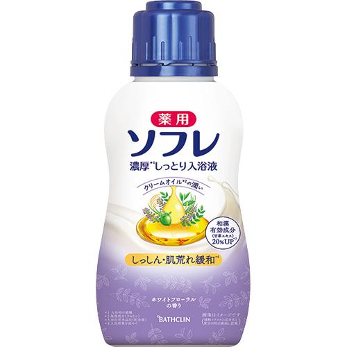 バスクリン  ソフレ　濃厚しっとり入浴液　ホワイトフローラル  480ｍｌ×24個【送料無料】【入浴剤】