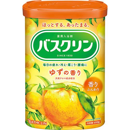バスクリン ゆずの香り 600g（約30回分）  ×15個（1ケース）  /入浴剤 /ゆずの香り /ライトグリーンの湯（透明タイプ）