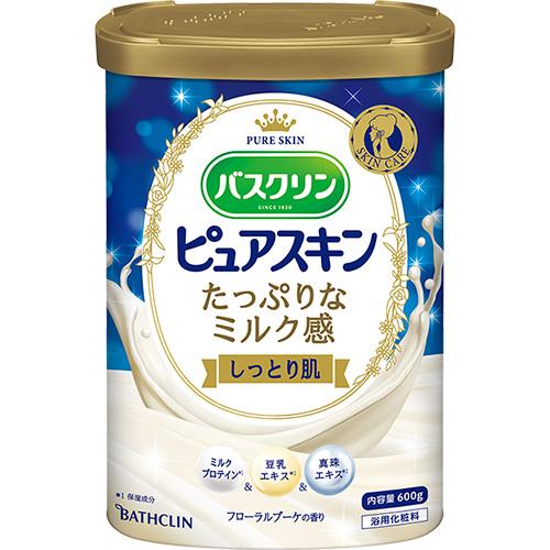 バスクリン ピュアスキン しっとり肌 600g（約30回分） ×30個（2ケース）  /浴用化粧料 /フローラルブーケの香り /クリームホワイト色のお湯 (にごりタイプ)