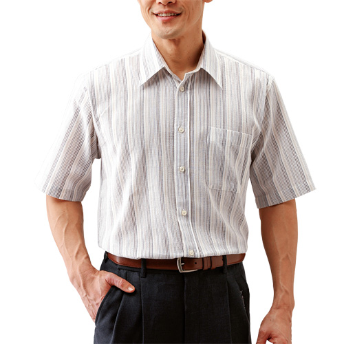 春夏 しじら織ストライプ柄半袖シャツ 3色組 トップス メンズ 紳士服 シニア カジュアルシャツ シニアファッション 50代 60代 70代 80代 父の日 お父さん　fri　p18645