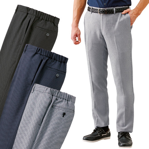 スラックス ボトムス ズボン メンズ 楽に着られる 大人の上質 サッカーパンツ 3色組 選べる股下丈 紳士服 シニア 男性 サマーパンツ ブラック ネイビー 黒 紺 シンプル シニアファッション 40代 50代 60代 70代 80代 父の日 お父さん おじいちゃん 春夏 M L LL　fri　p18654