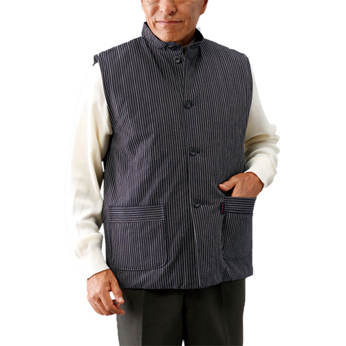 ベスト メンズ 前開き 秋冬 日本製 紳士亀田縞キルトベスト ネイビー系 紳士服 シニア ハイネック ポケット付き 紺色系 あったか 防寒 チョッキ ファッション 40代 50代 60代 70代 80代 父の日 お父さん おじいちゃん キルティング プレゼント　natu　p19039