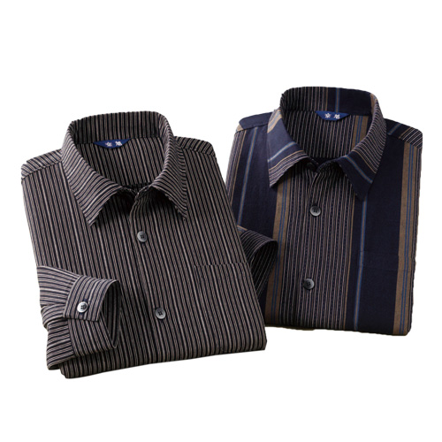 カジュアルシャツ メンズ シニア 春夏 日本製 紳士亀田縞長袖シャツ（全2色） トップス 紳士服 ストライプ柄 ネイビー 紺色 和風 綿シャツ コットン 綿100％ シニアファッション 50代 60代 70代 80代 ギフト プレゼント　natu　p19251