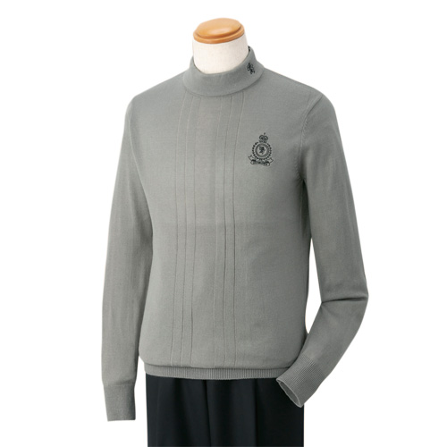 ハイネック セーター メンズ シニア 秋冬 サルーンエクスプレス 刺繍入りハイネックセーター（3色組） 長袖セーター 紳士服 ニット グレー ブラック レッド 黒 赤 シンプル シニアファッション 50代 60代 70代 80代 父の日 お父さん ギフト プレゼント　sai　p20359