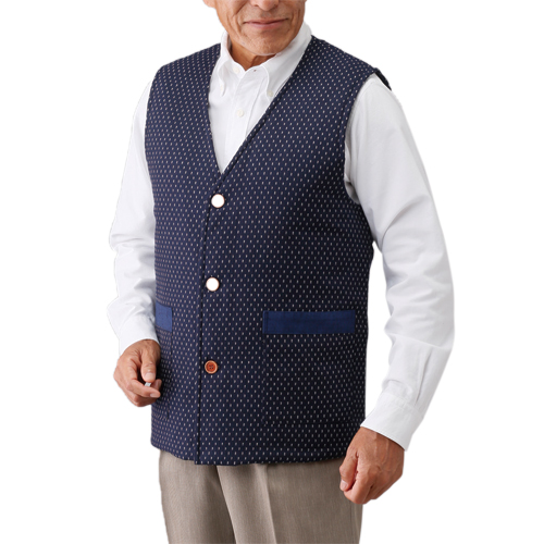 ベスト 久留米織り 前開き メンズ 秋冬 日本製 紳士久留米織あられ柄ベスト M L ネイビー 紳士服 シニア 男性 紺 和柄 和風 裏キルト 中綿 中わた あったかい 暖かい 防寒 40代 50代 60代 70代 80代 ファッション キルティング ギフト プレゼント チョッキ　natu　p20895