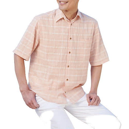 サラッと快適格子柄半袖シャツ 3色組 カジュアルシャツ チェック 半袖 メンズ 紳士服 シニア 男性 ネイビー ブルー オレンジ 紺色 青 水色 吸汗 速乾 ワッシャー加工 シニアファッション 40代 50代 60代 70代 80代 父の日 お父さん 春夏 サマー　fri　p21415