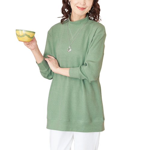 トレーナー 秋冬 （M〜LL）ワッフル素材のゆったりリブトレーナー（3色組） 無地 スウェット トレーナー レディース 婦人服 ミセス シニア 女性 シニアファッション 50代 60代 70代 80代 母の日 お母さん　fri　p21689　p26411