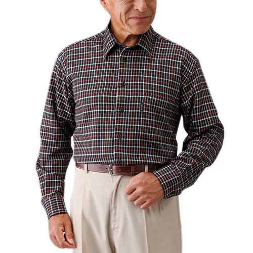 カジュアルシャツ メンズ シニア 秋冬 ピエルッチ ウール入りデザインシャツ（2色組） 紳士服 男性 チェックシャツ チェック柄 格子柄 ブラック系 グレー系 シンプル ウール混 シニアファッション 50代 60代 70代 80代 父の日 お父さん　sai　p21787　p26854