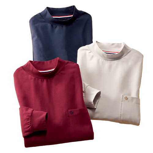 カットソー 長袖シャツ メンズ シニア 秋冬 吸温発熱 衿元きれいな モックネックシャツ 3色組 トップス リブ袖 ネイビー レッド グレー 紺色 赤 灰色 紳士服 男性 シニアファッション 40代 50代 60代 70代 80代 父の日 お父さん ストレッチ あったかい 無地　fri　p23216