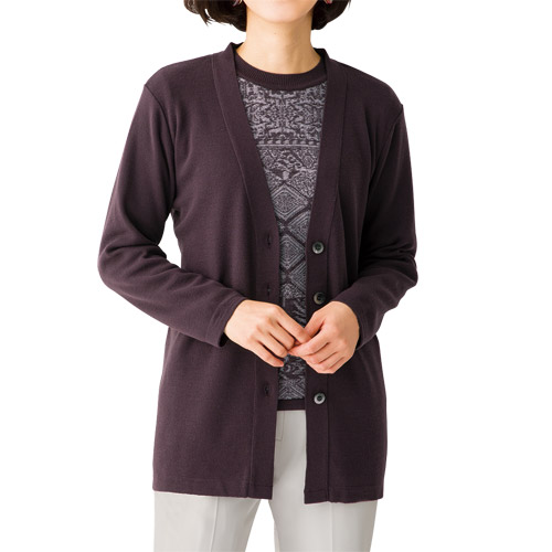 カーディガン カーデ レディース ブイネック 日本製 Vネックカーディガン ボルドー 婦人服 ミセス シニア 女性 シンプル ウール混 毛混 V首 上品 ニットカーディガン シニアファッション 40代 50代 60代 70代 80代 母の日 お母さん 秋物 冬物 秋冬　fuji　p25024