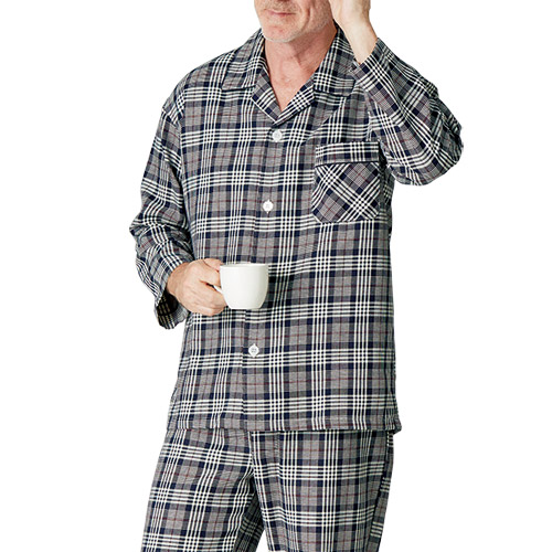 パジャマ 寝巻き 寝間着 長袖 前開き メンズ 日本製 先染めツイルパジャマ 2色組 紳士服 シニア 男性 ネイビー グレー チェック柄 シンプル 灰色 紺色 播州織り コットン 介護 入院 シニアファッション 40代 50代 60代 70代 80代 父の日 お父さん　fri　p25347