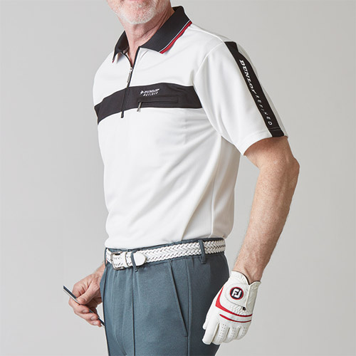 ポロシャツ 半袖 ジップアップ メンズ ダンロップ・リファインド ライン使い ZIPポロシャツ 2色組 紳士服 シニア 男性 ネイビー ホワイト 紺色 白 ファスナー シンプル スポーティ シニアファッション 40代 50代 60代 70代 80代 90代 父の日 お父さん 春夏　fri　p25735