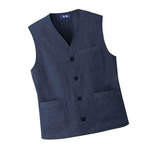 ベスト 前開き 綿麻 麻混 メンズ 日本製 紳士 近江ちぢみベスト 全2色