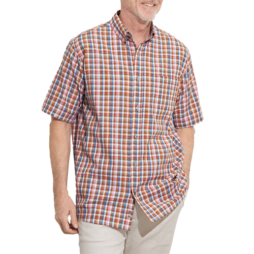 吸汗速乾 チェック柄シャツ 3色組 カジュアルシャツ 半袖 サッカー生地 シャツ ボタンダウンシャツ メンズ 紳士服 シニア 男性 チェックシャツ ブルー ベージュ オレンジ おしゃれ シニアファッション 40代 50代 60代 70代 80代 90代 父の日 お父さん 春夏　fri　p26961