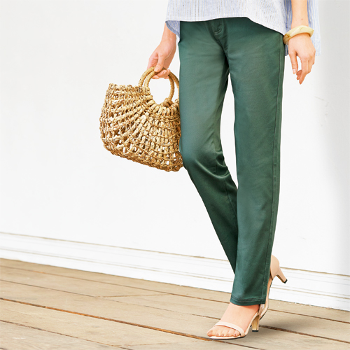多機能！毎日はきたい綿サテンパンツ 3色組 選べる股下丈 ストレートパンツ ズボン UV対策 レディース 婦人服 ミセス シニア 女性 大人 紫外線 対策 ブラック グリーン グレー 黒 緑 シンプル 裾上げ済み シニアファッション 40代 50代 60代 70代 80代 春夏 秋　fri　p27688