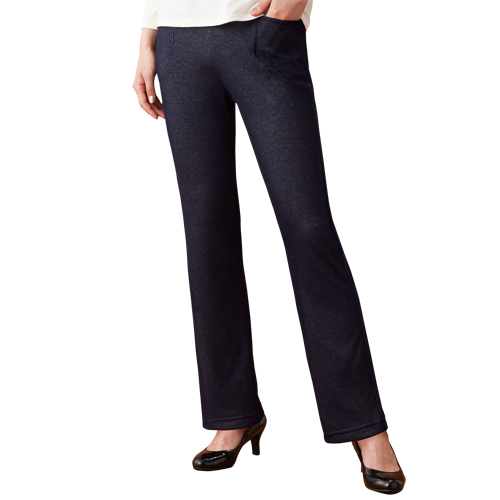 デニム風ニット裏シャギーパンツ 2色組 ストレートパンツ 裏毛 起毛 ズボン レディース 婦人服 ミセス シニア 女性 大人 ブラック ネイビー 黒 紺色 ウエストゴム あったかい 暖かい あったかパンツ 防寒 40代 50代 60代 70代 80代 母の日 お母さん 秋冬　natu　p27719