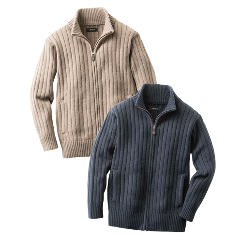 ピエルッチ フルジップセーター 2色組 ドライバーズニット ニット セーター メンズ 紳士服 シニア 男性 大人 ベージュ ネイビー ファスナー スタンドカラー 無地 シンプル 上品 シニアファッション 40代 50代 60代 70代 80代 90代 父の日 お父さん 秋冬　sai　p27722