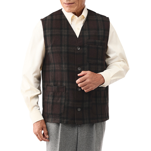 日本製 紳士尾州織ウール混ベスト 全2色 ベスト チョッキ 前開き Vネック メンズ 紳士服 シニア 男性 大人 ブラウン グレー 毛混 ポケット付き 尾州織り シニアファッション 40代 50代 60代 70代 80代 90代 父の日 お父さん おじいちゃん 秋物 冬物 秋冬　natu　p27724