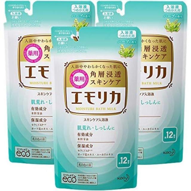 エモリカ 薬用 スキンケア 入浴剤 ハーブの香り つめかえ用 360ml×3個 医薬部外品