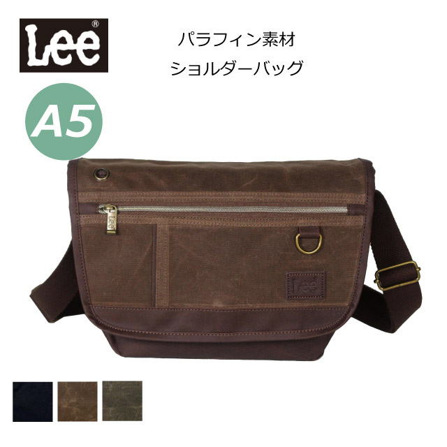 ショルダーバッグ メンズ 斜めがけ Lee リー crash パラフィン加工 ヨコ型 ショルダーバッグ 320-4032  A5サイズ バッグ メンズバッグ 斜め掛け 横型 男性 ショルダーバック 黒 カーキ 茶 かっこいい  小さめ ミニ 大人 父の日 敬老の日 お誕生日 クリスマス プレゼント