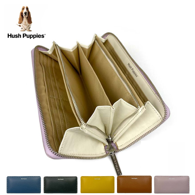 【ラッピング袋無料】長財布 レディース ラウンドファスナー Hush Puppies ハッシュパピー セルポ  ラウンド長財布 hp3065 大人可愛い 牛革 母の日 プレゼント 母 ママ お母さん 女性用 ギフト お誕生日  財布 レディース財布 緑の財布  黄色 緑 ブルー 金運  レザー 茶 紫 青