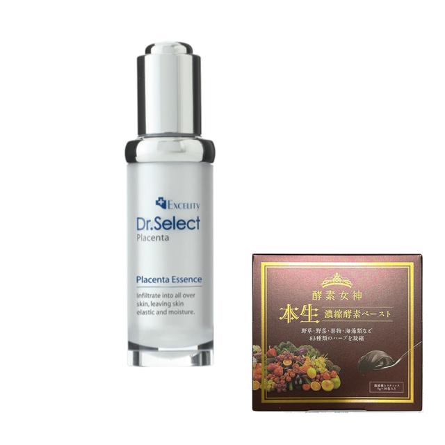 お得セット酵素女神本生濃縮酵素ペースト1箱＋ドクターセレクト プラセンタエッセンス　20ｍｌ　プラセンタエキス100％ 配合　エクセリティー Dr.Select プラセンタ原液　エッセンス　Doctor Select Placenta Essence 20ml 100% Placenta Extract