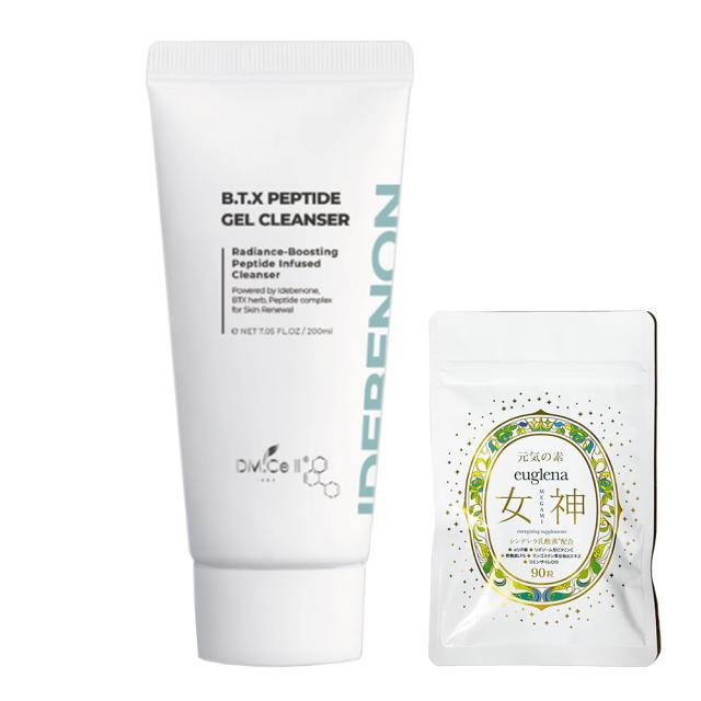 お得セットユーグレナ女神90粒＋B.T.X.ペプチドクレンザー 200ｇ ビーティエックス Pジェルクレンザー