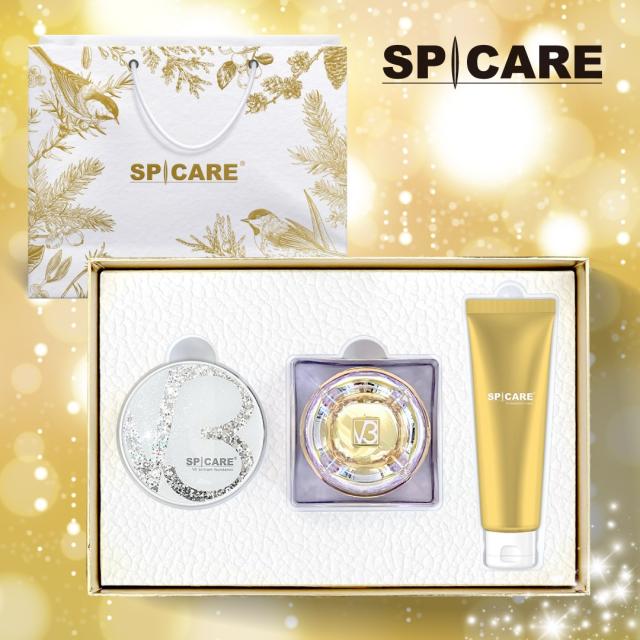 SPICARE　V3 クリスマスコフレ（ユーグレナ女神90粒1袋プレゼント）　正規品　スペシャルコフレ　ｖ３ルカドークリーム30ｇ　ｖ３ハンド＆アイ—クリーム50ｇ　ｖ３ブリリアントファンデーション15ｇ