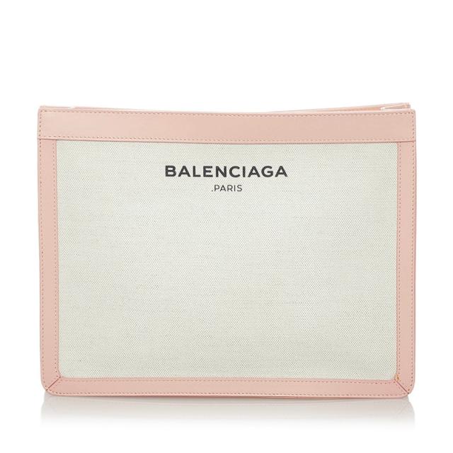 バレンシアガ クラッチバッグ セカンドバッグ 410119 アイボリー キャンバス レザー レディース BALENCIAGA 【中古】
