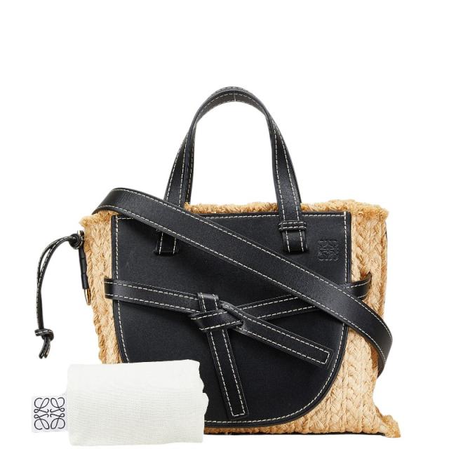 ロエベ アナグラム ゲート トップハンドル スモール ハンドバッグ ショルダーバッグ 2WAY 32913U61 ブラック ベージュ LOEWE 【中古】 ロエベ アナグラム ゲート トップハンドル スモール ハンドバッグ