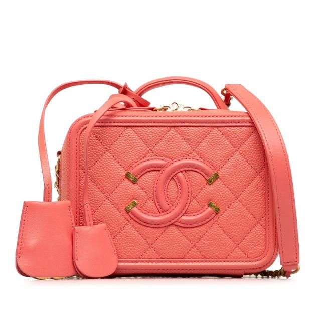 シャネル マトラッセ ココマーク CCフィグリー ハンドバッグ ショルダーバッグ 2WAY ピンク キャビアスキン レディース CHANEL 【中古】