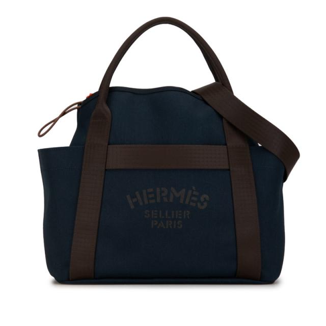 エルメス サックドパンサージュ グルーム トートバッグ ハンドバッグ ショルダーバッグ 2WAY ネイビー ブラウン HERMES 【中古】