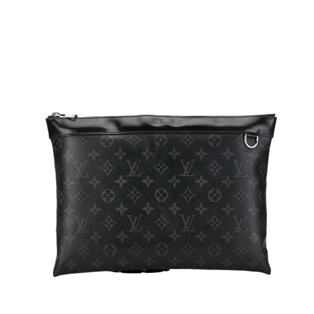 ルイ ヴィトン モノグラム エクリプス ポシェット ディスカバリー クラッチバッグ M62291 ブラック PVC レザー LOUIS VUITTON 【中古】