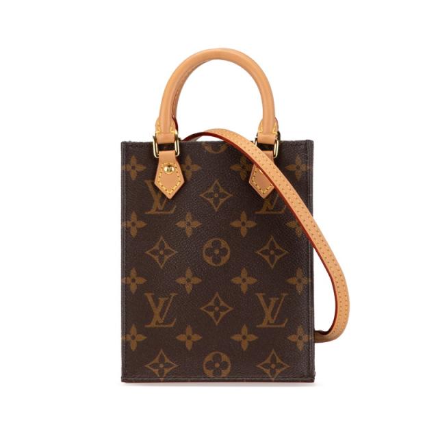ルイ ヴィトン モノグラム プティット サックプラ ハンドバッグ ショルダーバッグ 2WAY M69442 ブラウン PVC LOUIS VUITTON 【中古】