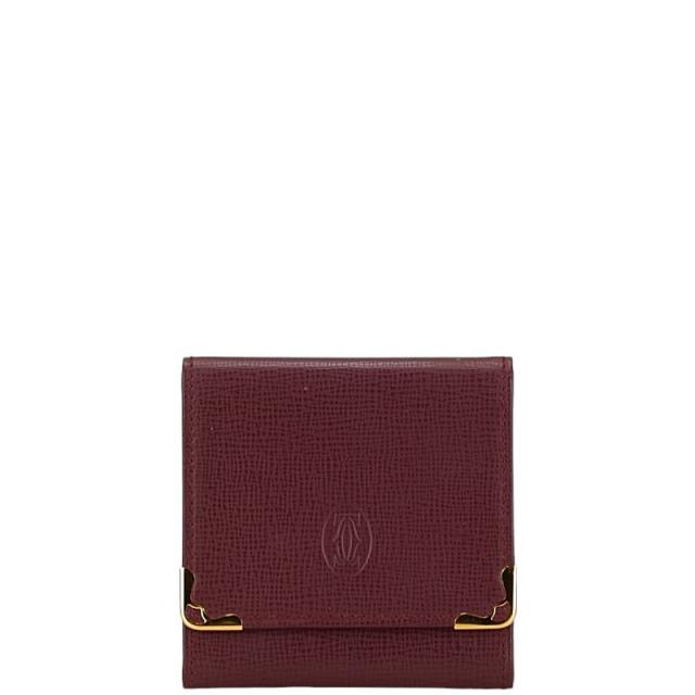 カルティエ マストライン ケース 小銭入れ ボルドー ワインレッド レザー レディース CARTIER 【中古】