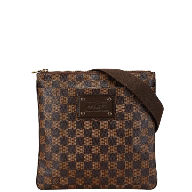 ルイ ヴィトン ダミエ ポシェット プラット ブルックリン ショルダーバッグ N41100 ブラウン PVC レザー LOUIS VUITTON 【中古】