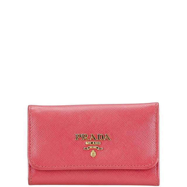 プラダ 6連 キーケース 1PG222 ピンク サフィアーノレザー レディース PRADA 【中古】