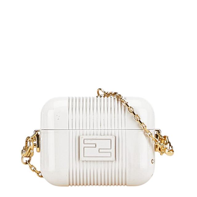 フェンディ AirPods Pro ケース イヤホンケース ホワイト ゴールド メッキ レディース FENDI 【中古】