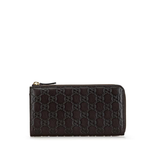 グッチ グッチシマ L字ファスナー 長財布 332747 ブラウン レザー レディース GUCCI 【中古】