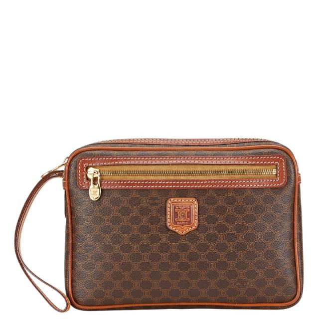 セリーヌ マカダム セカンドバッグ クラッチバッグ ブラウン PVC レザー メンズ CELINE 【中古】