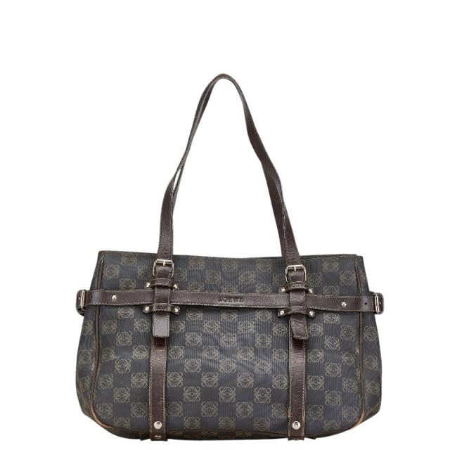 ロエベ アナグラム トートバッグ ブラウン PVC レザー レディース LOEWE 【中古】