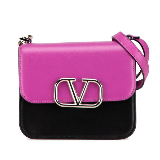 ヴァレンティノ ハンドバッグ ショルダーバッグ  バイカラー ピンク ブラック レザー レディース VALENTINO 【中古】
