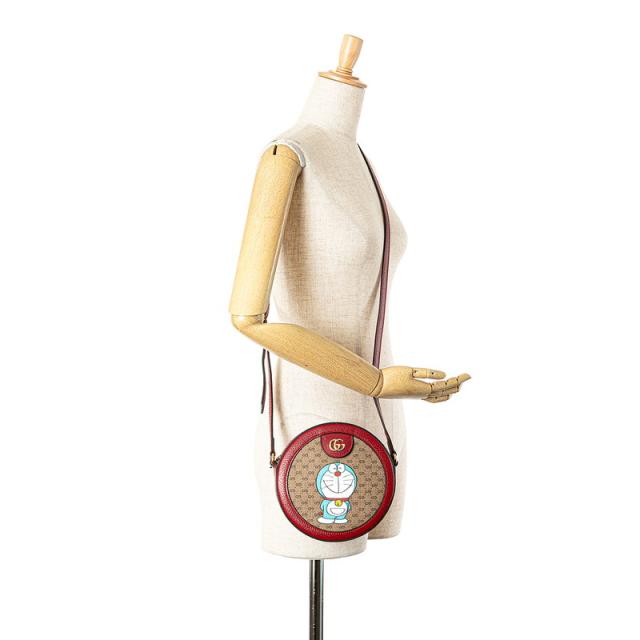 グッチ × ドラえもん ミニ GGスプリーム 斜め掛け ショルダーバッグ 625216 ベージュ レッド PVC レザー レディース GUCCI 【中古】 グッチ × ドラえもん ミニ GGスプリーム 斜め掛け ショルダーバッグ